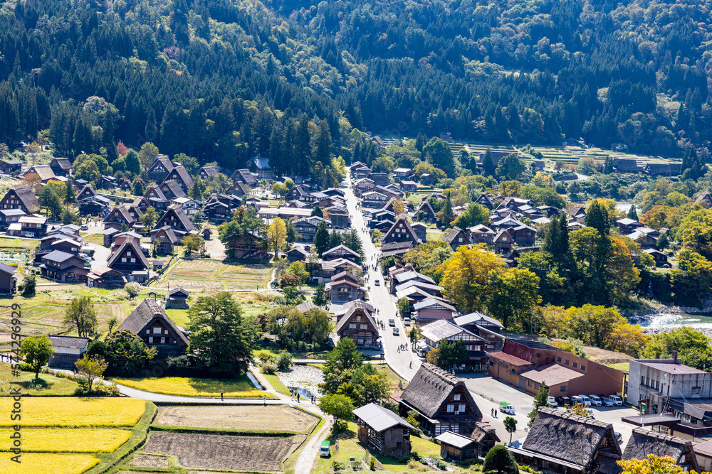 Shirakawa Historical Japanese. Shirakawago village in autumn from ...