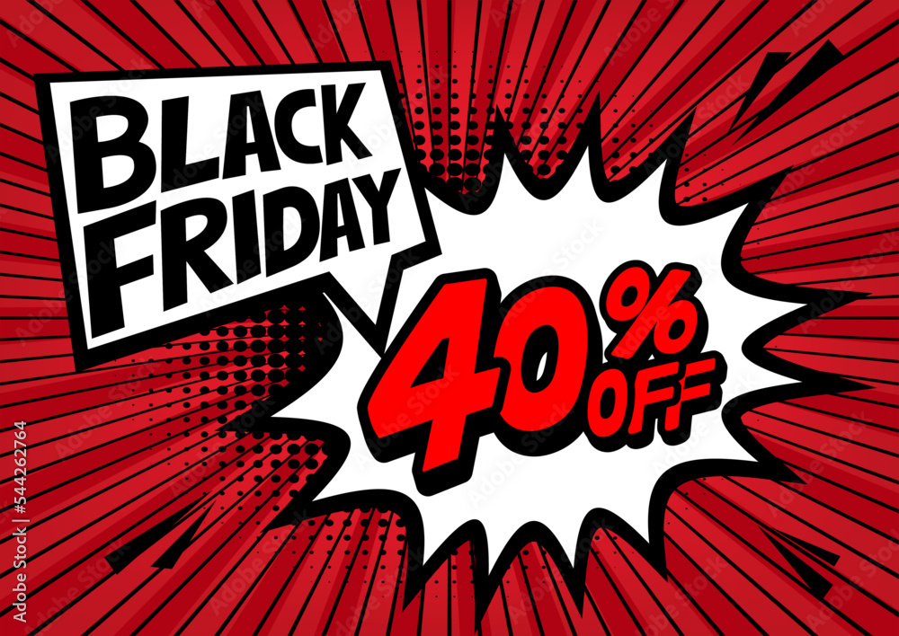 40 Percent OFF Discount on a Comics style bang shape background ...