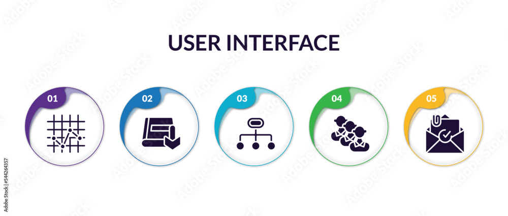 set of user interface filled icons with infographic template. flat icons such as line on ...