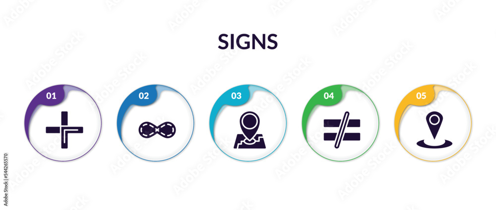 set of signs filled icons with infographic template. flat icons such as ...