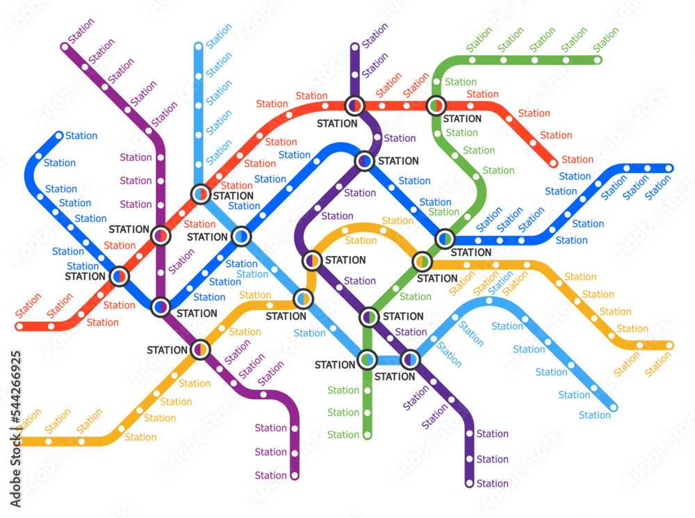 Metro, underground, subway transport map. Metropolis metro system, city ...