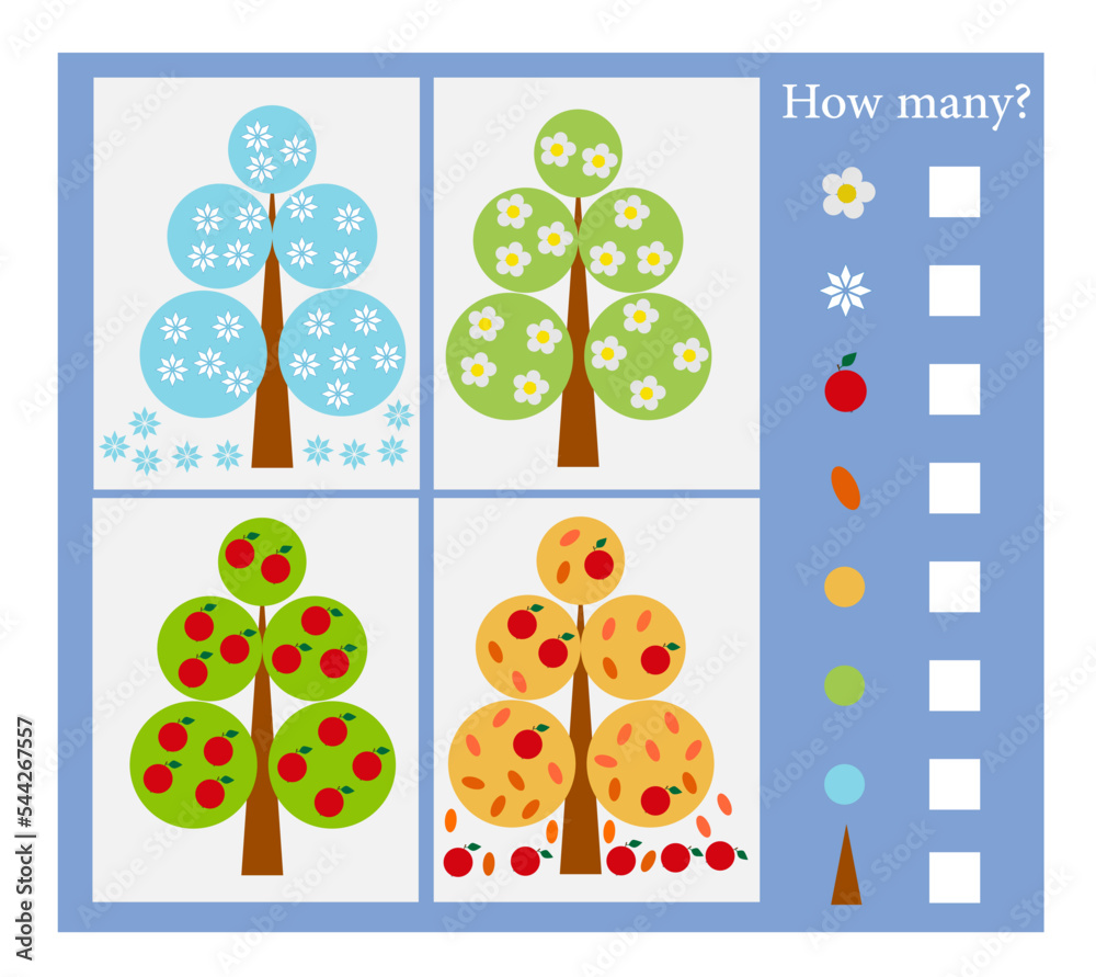 Math activity for kids. How many are there? Developing numeracy skills ...