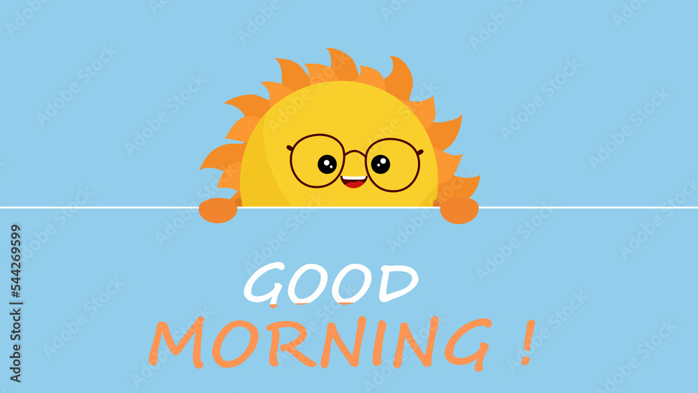Good morning, smiling sun on the skyline Stock Illustration | Adobe Stock
