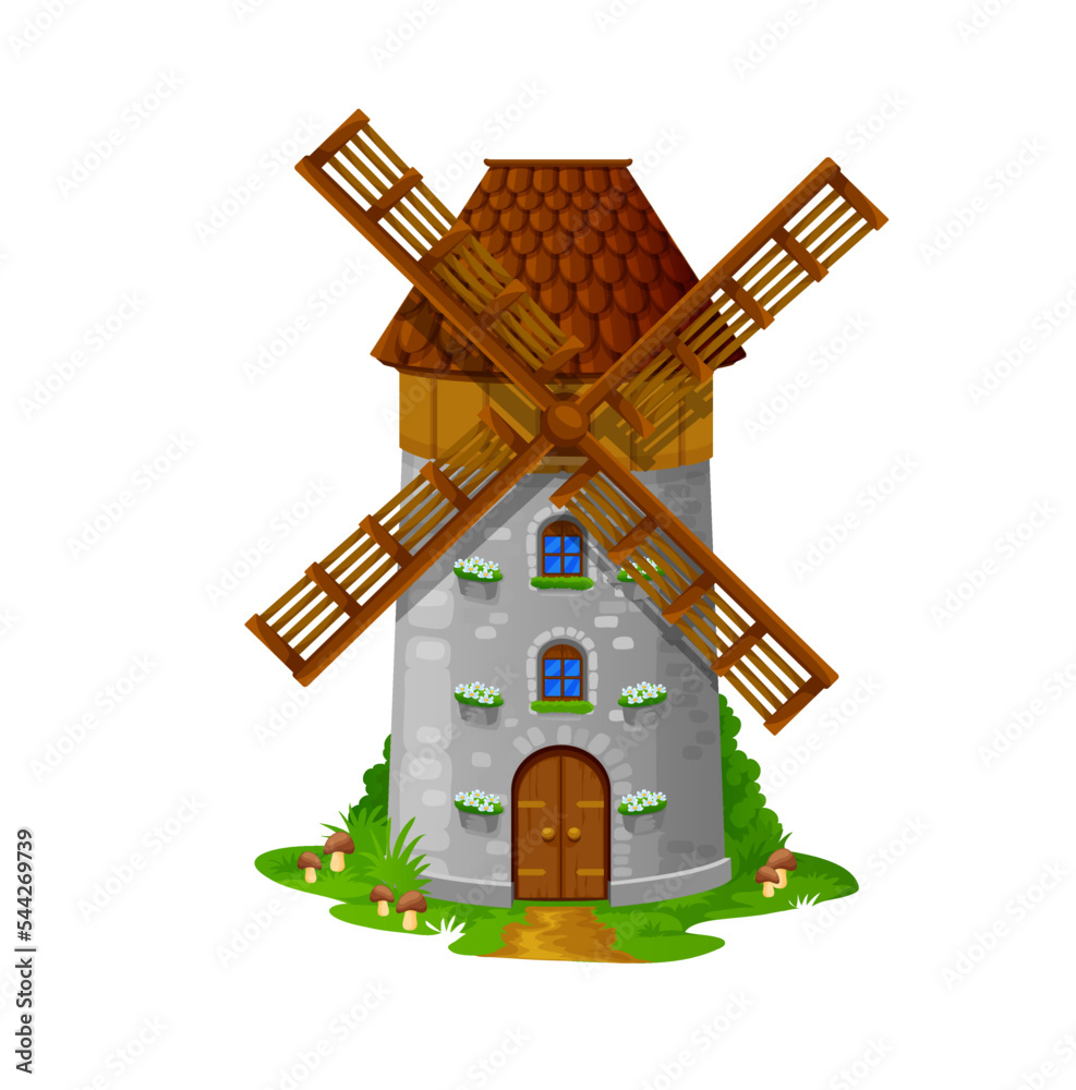 Vecteur Stock Windmill house building or dwarf dwelling. Cartoon vector ...