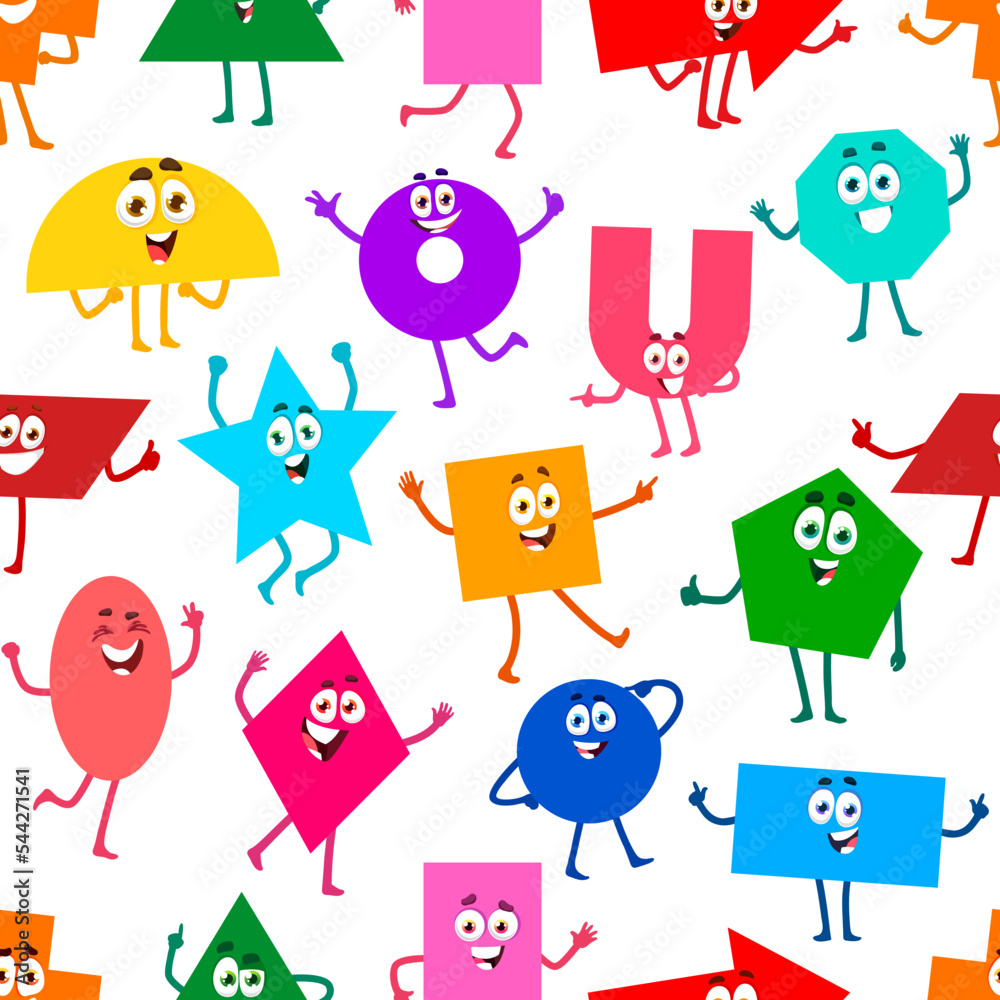 Math shape characters seamless pattern. Vector background with ...