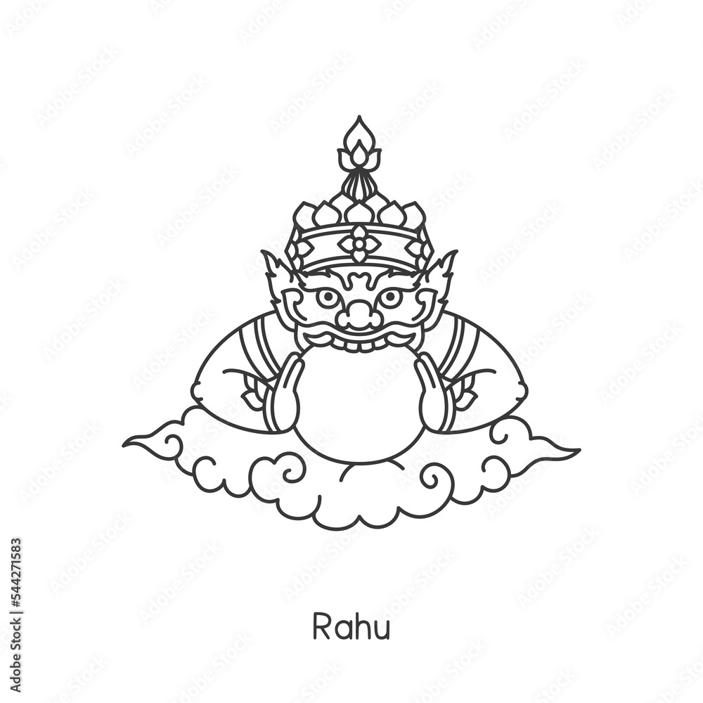 Rahu God of the Indians Faith kawaii doodle flat cartoon vector ...