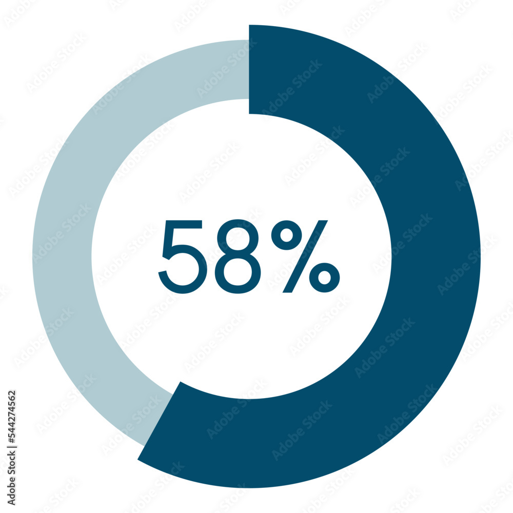 58 percent,circle percentage diagram vector illustration,infographic ...
