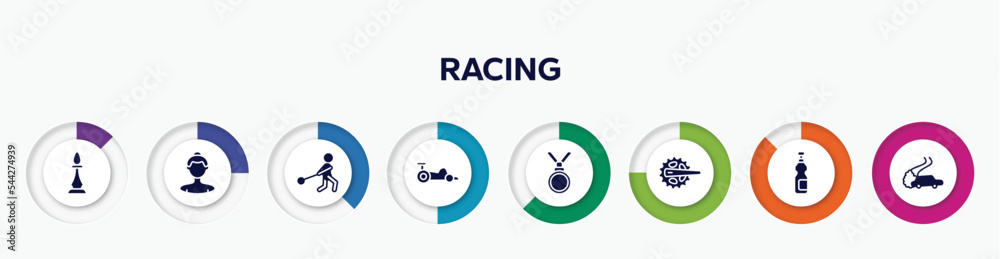 infographic element with racing filled icons. included chesspiece ...