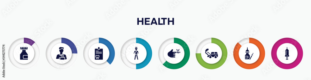 infographic element with health filled icons. included medicine flask ...
