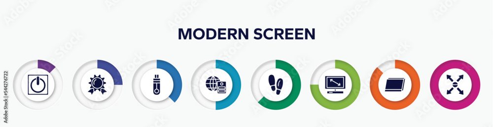 infographic element with modern screen filled icons. included standby ...
