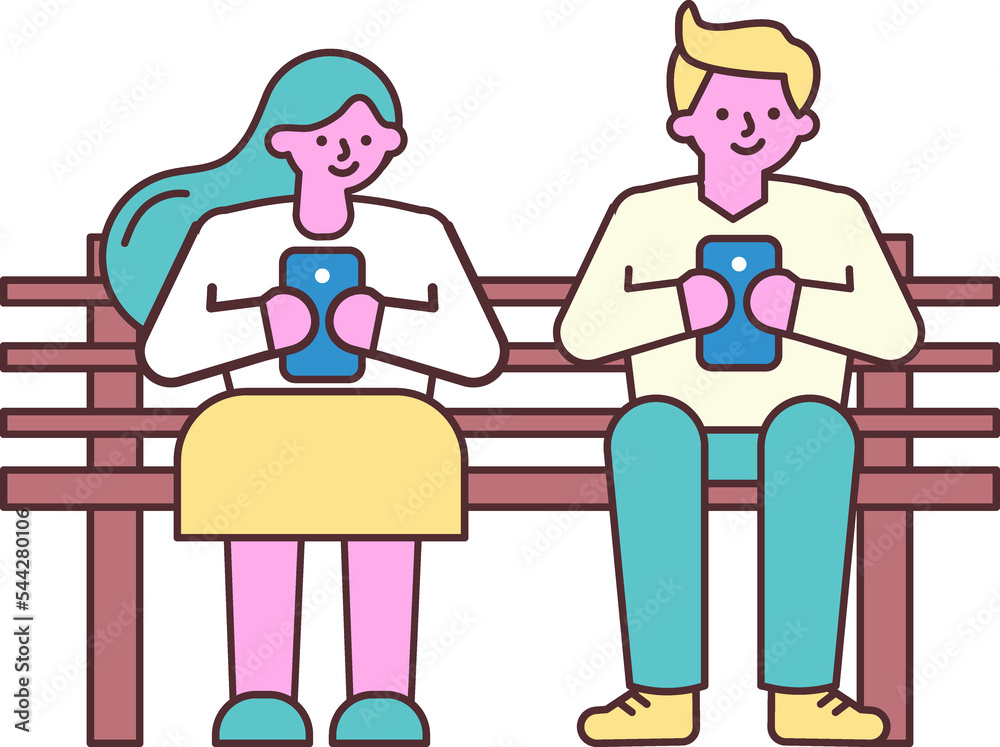 Cartoon handdrawn line art couple Stock Illustration | Adobe Stock