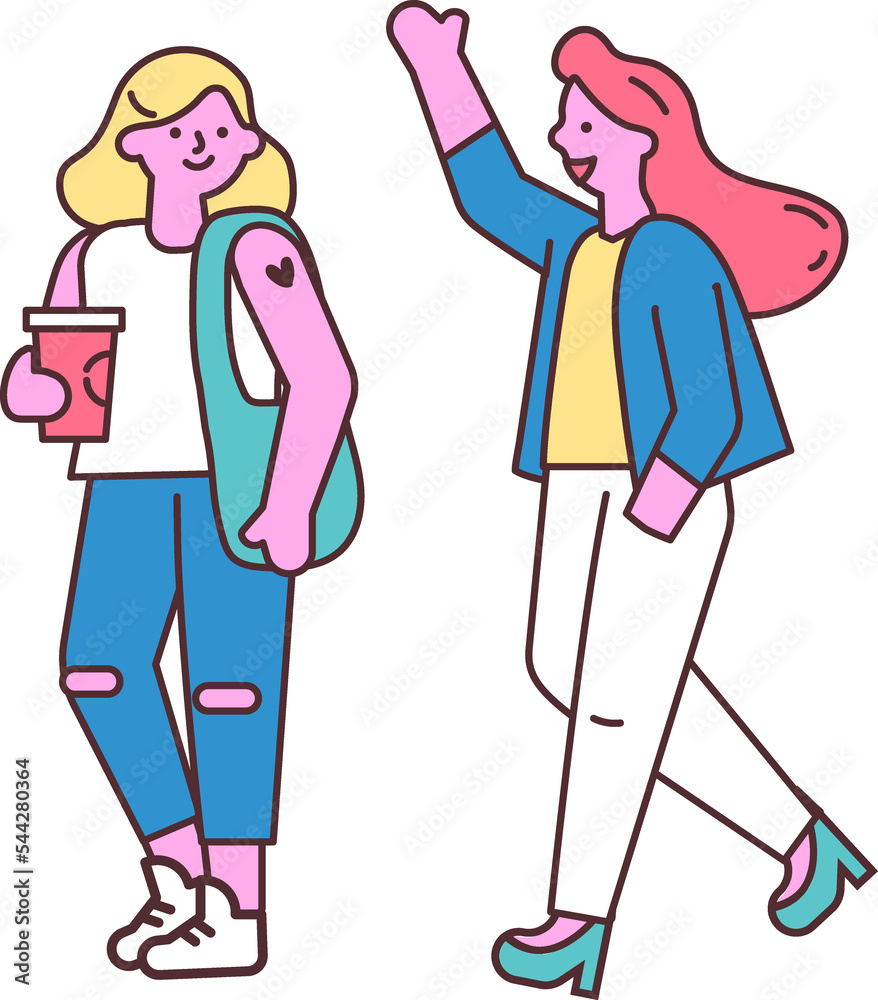 Cartoon handdrawn line art friends Stock Illustration | Adobe Stock