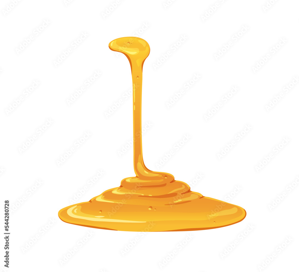 Vecteur Stock Honey trickle, thin stream pouring into yellow liquid ...
