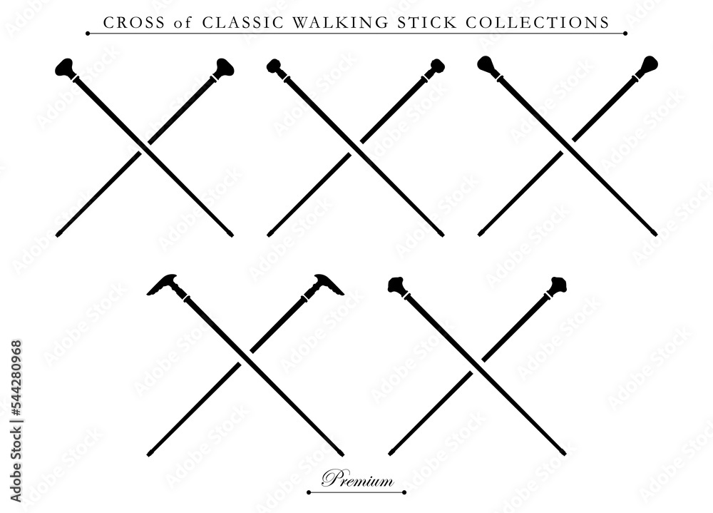 Classic walking stick crossed element illustration. Fit for symbol ...