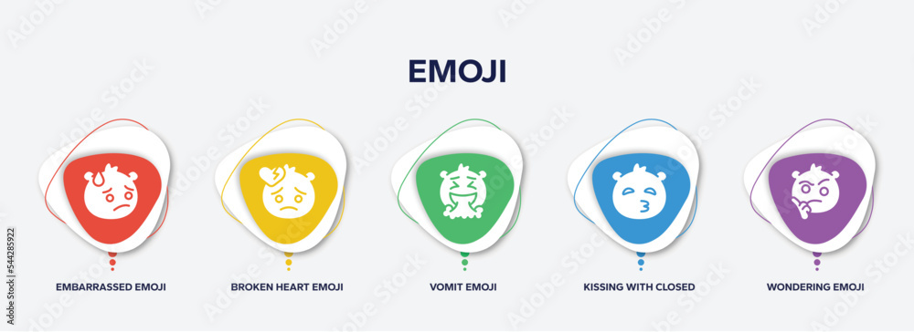 infographic element template with emoji filled icons such as ...