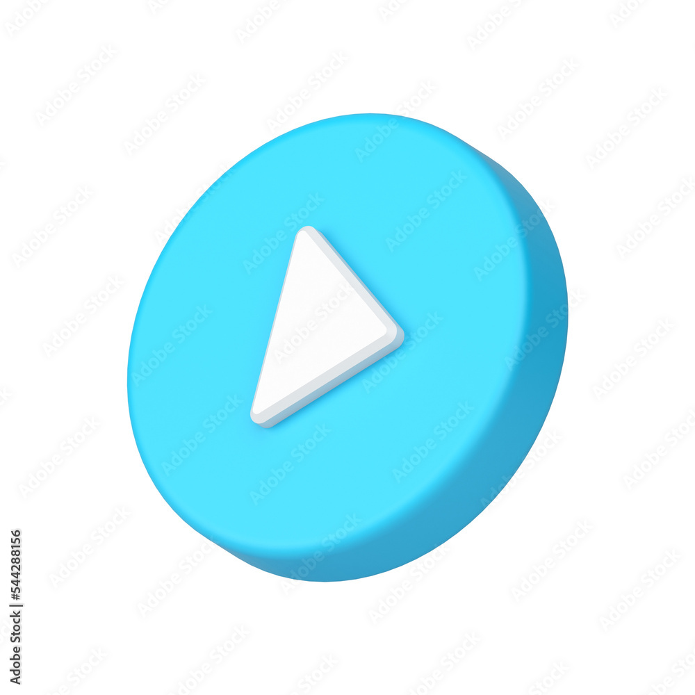 Blue circle push button right arrow multimedia broadcasting realistic ...
