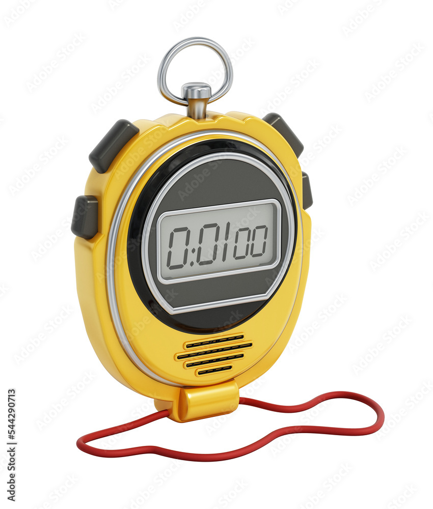 Digital chronometer isolated on transparent background. 3D illustration ...