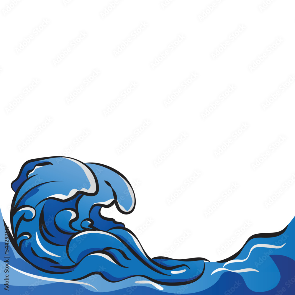 Sea waves clipart vector illustration Stock Vector | Adobe Stock