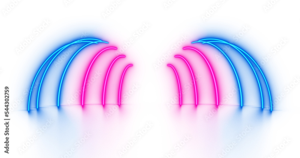 Neon light lines on png transparent background with reflection on the ...