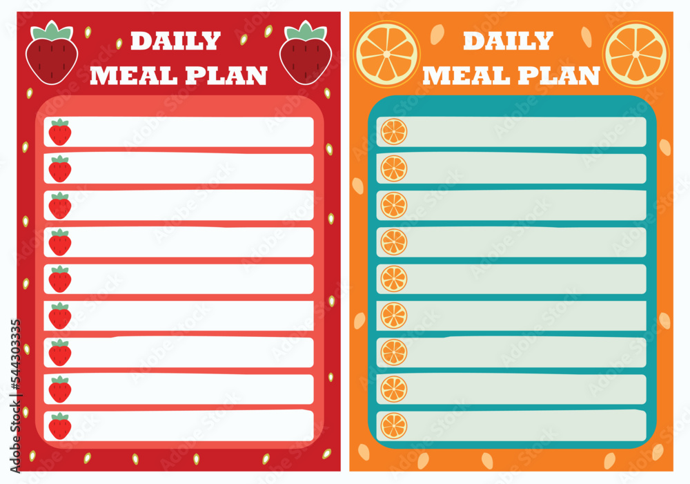 Design of the design of the daily diet. Meal plan for the day, flat ...