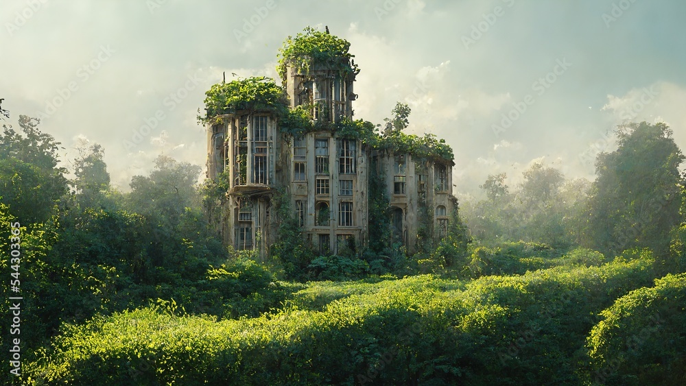 The ancient building is captured by nature and vegetation of the palace ...