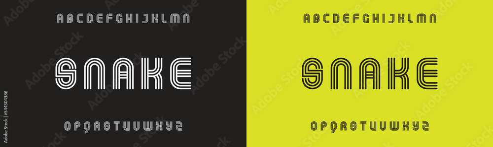 SNAKE multi line modern techno sci-fi display typo font. Creative and ...