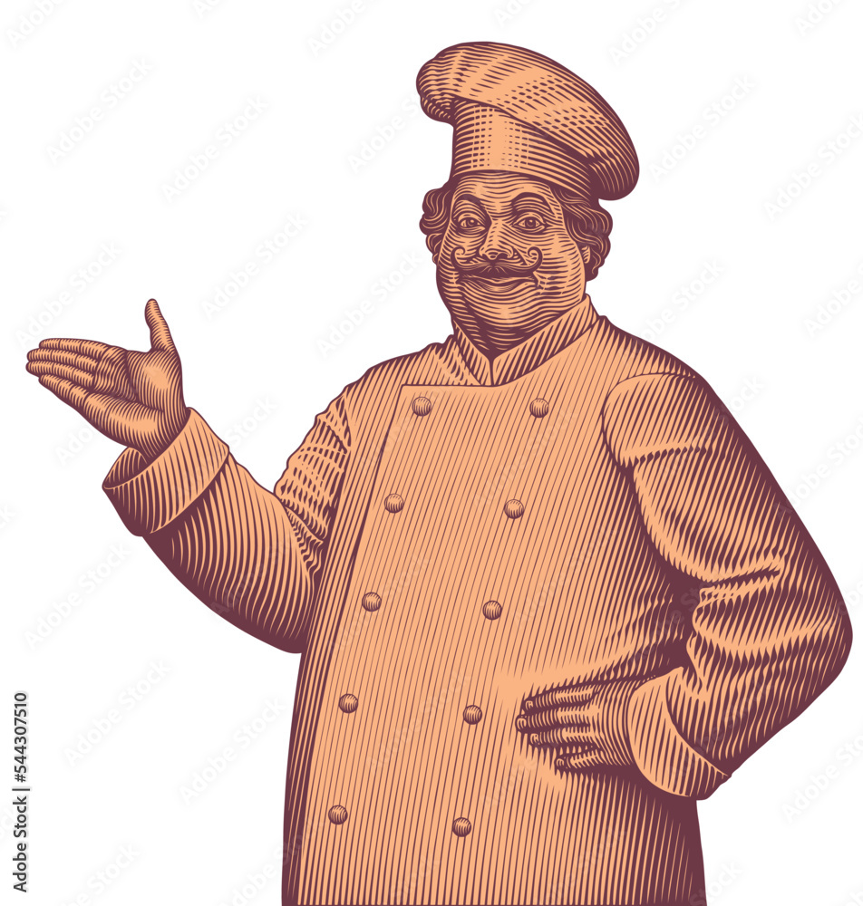 Smiling chef. Editable hand drawn illustration. Vector vintage ...