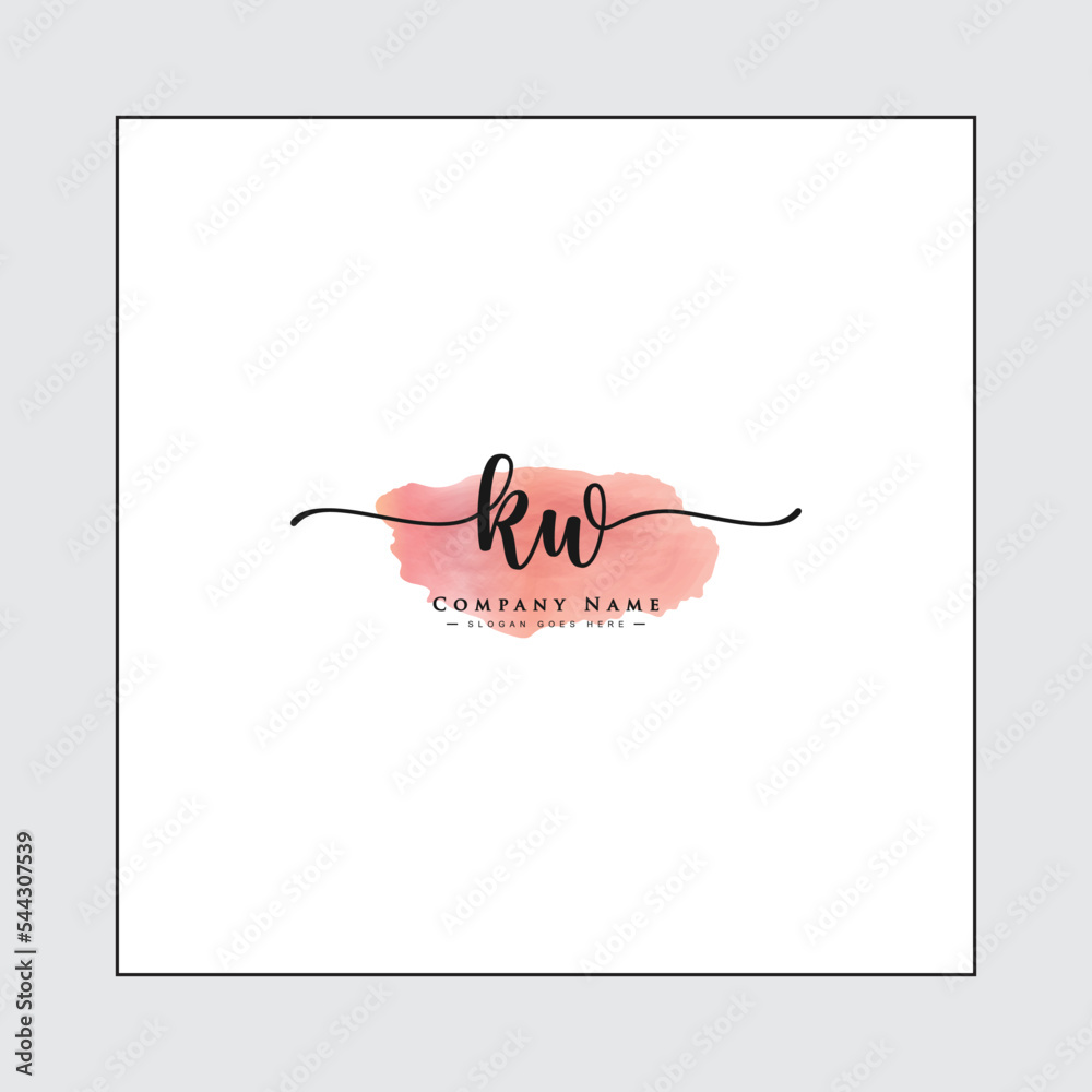 KW Handwritten Signature logo with Watercolor Background- Vector Logo ...