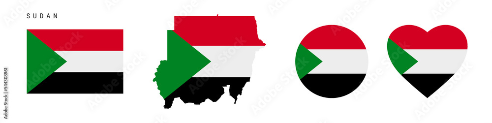 Sudan flag icon set. Sudanese pennant in official colors and ...
