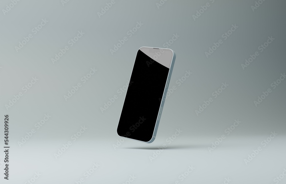 Glass Smartphone on pastel grey background. Modern mobile device. 3d ...