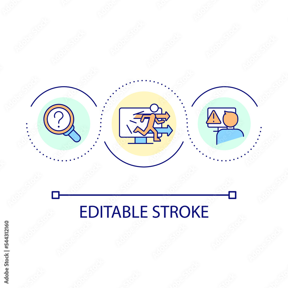 Finding hacker loop concept icon. Identify cyberattack. Determine ...