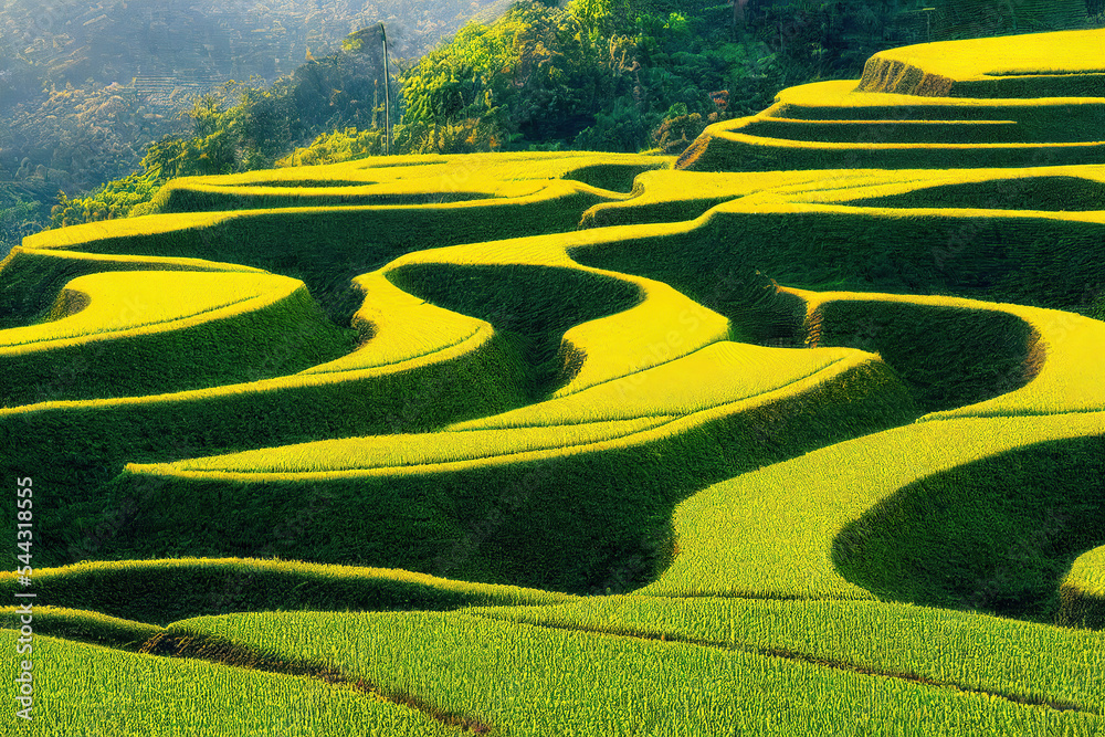 rice terraces in island, crop plantation Stock Illustration | Adobe Stock