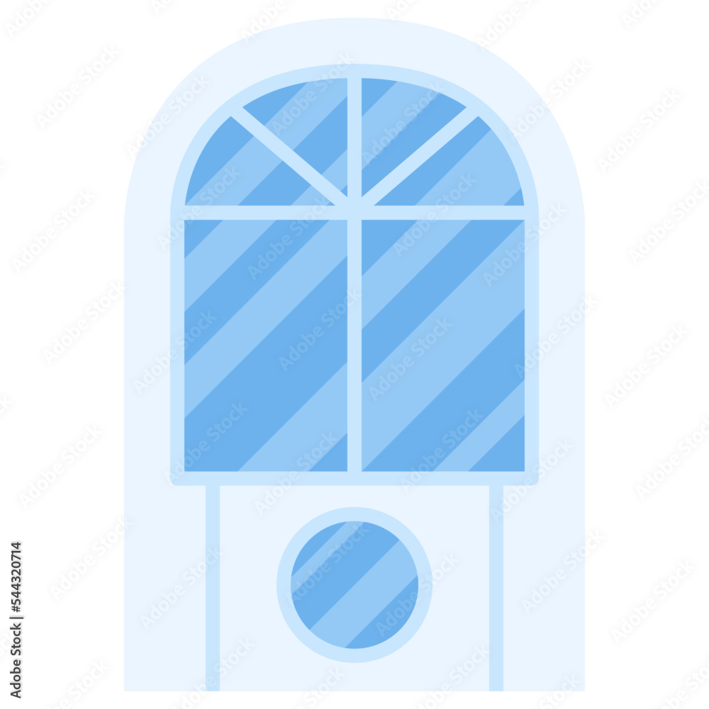 Closed window with circle and square glasses. Frame interior ...