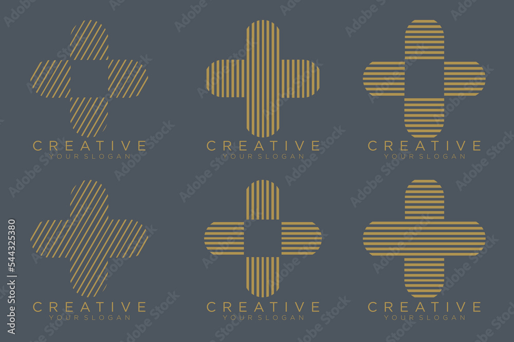 Vector set of medical logo icons with cross. Collection of signs with ...