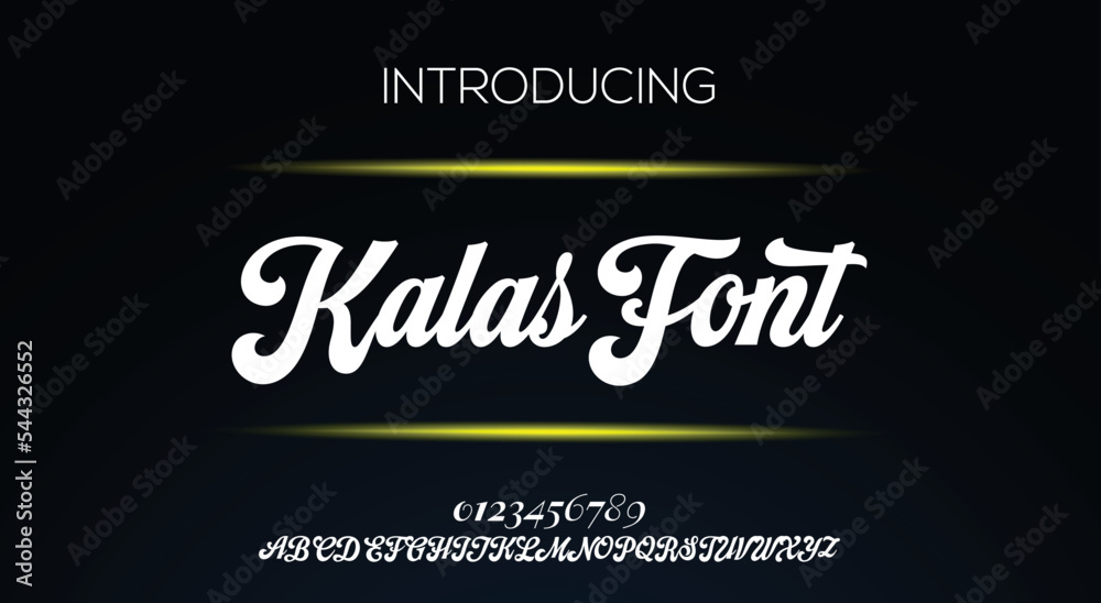 KALAS FONT Hand drawn calligraphic vector monoline font. Distress ...