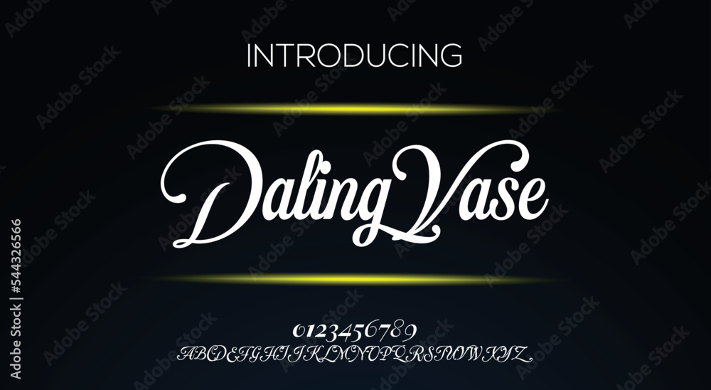 DALING VASE Hand drawn calligraphic vector monoline font. Distress ...