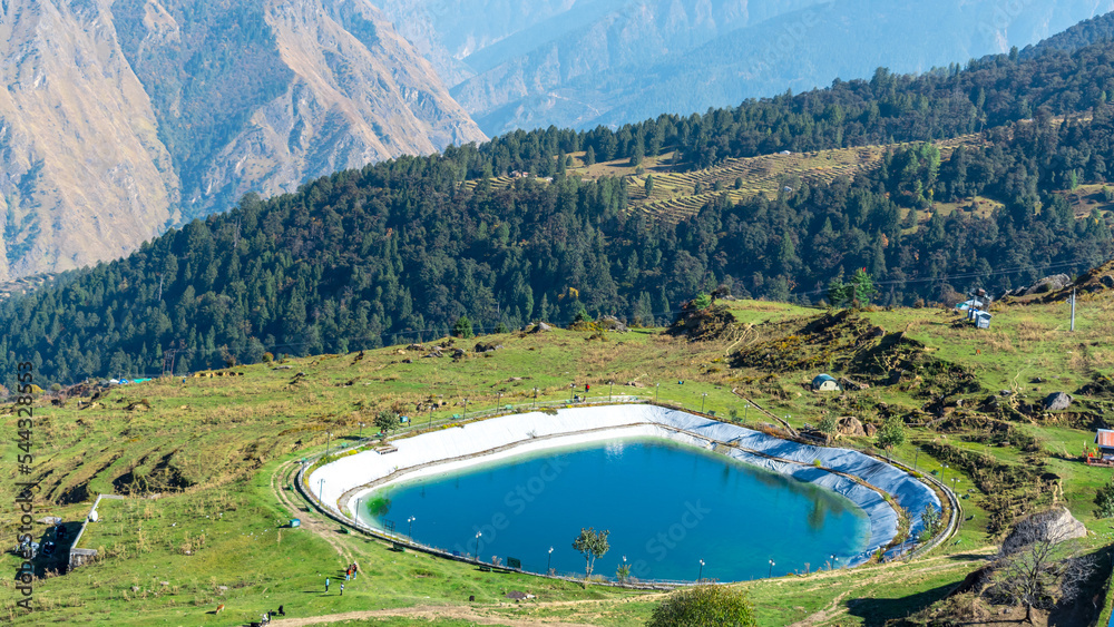 Aerial view of Auli,a Himalayan ski resort and hill station Uttarakhand ...
