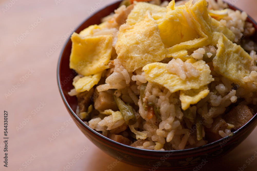 Maze gohan traditional japanese food fried rice with vegetables and egg ...