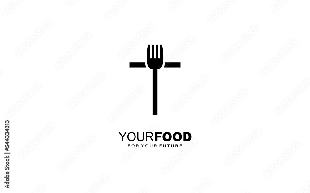 T logo cafe or restaurant for branding company. cooking template vector ...