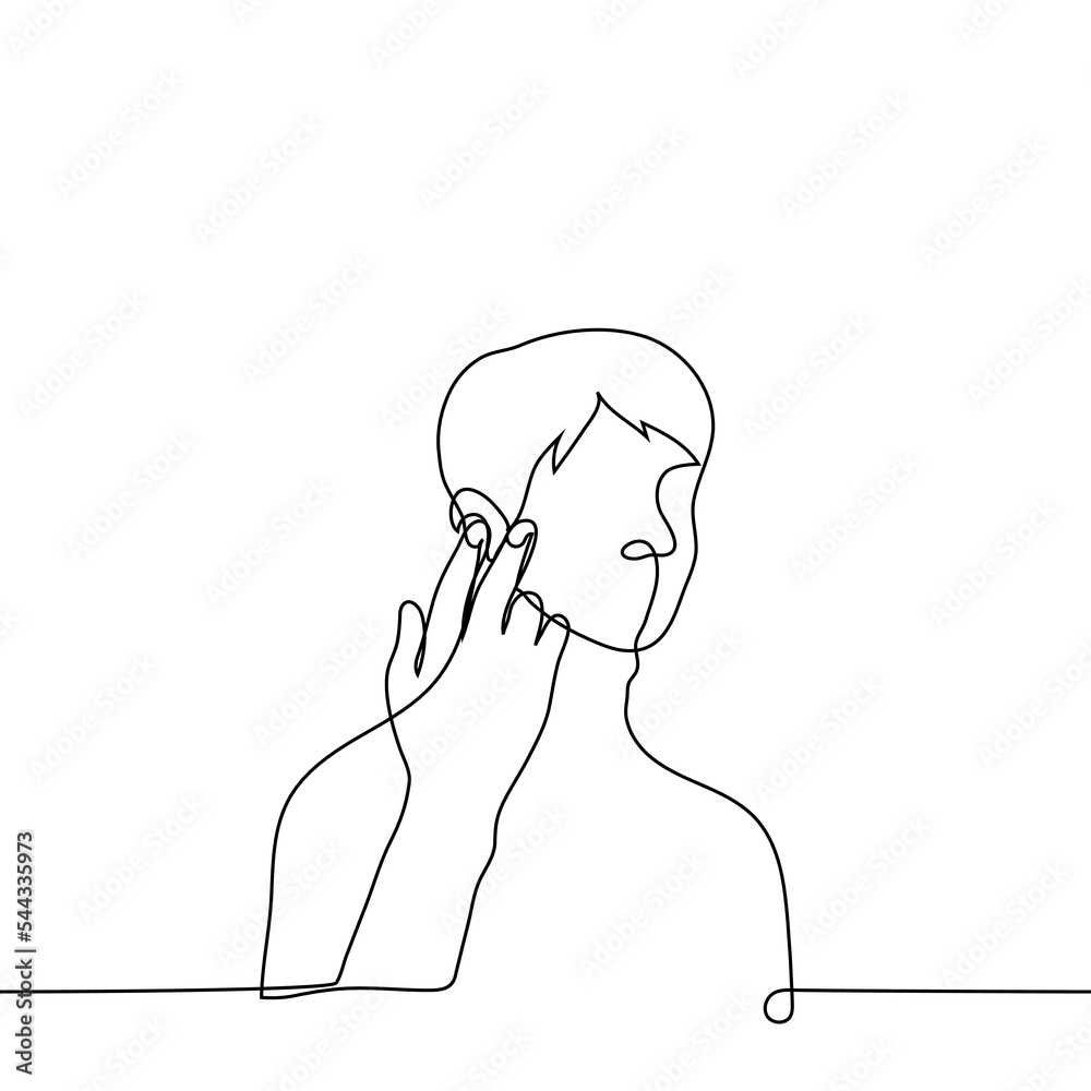 man beckons to him with his hand - one line drawing vector. concept ...