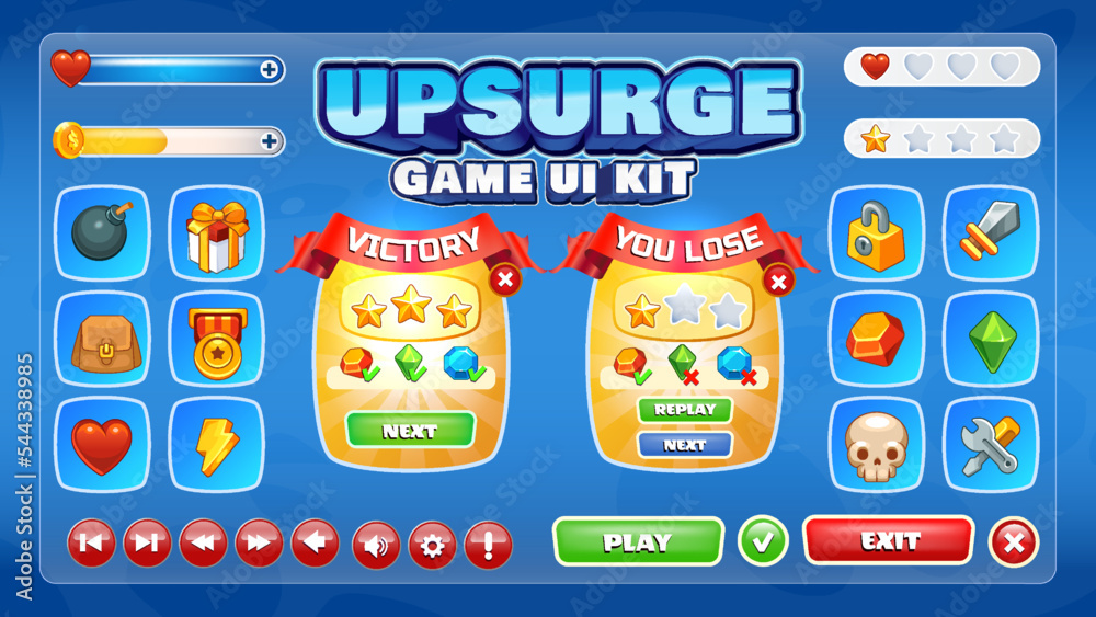 Vetor de The Game UI interface kit for Mobile and Web fantasy theme ...