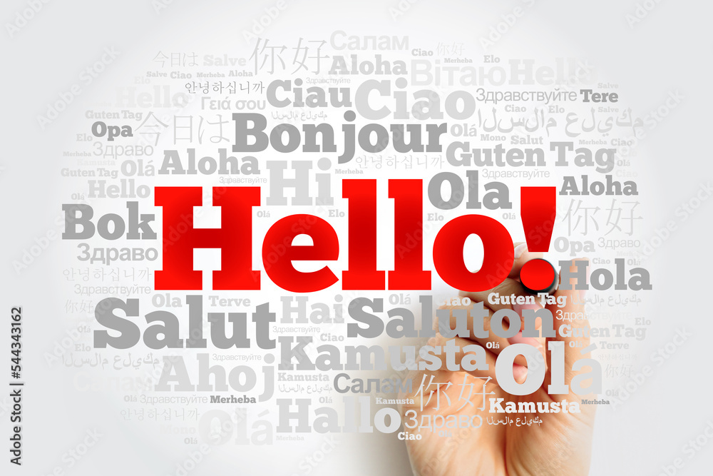 Photo & Art Print Hello word cloud with marker in different languages ...