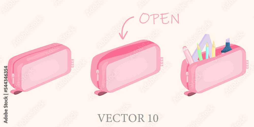 Vector cartoon pencil case set in different forms. A design element for ...