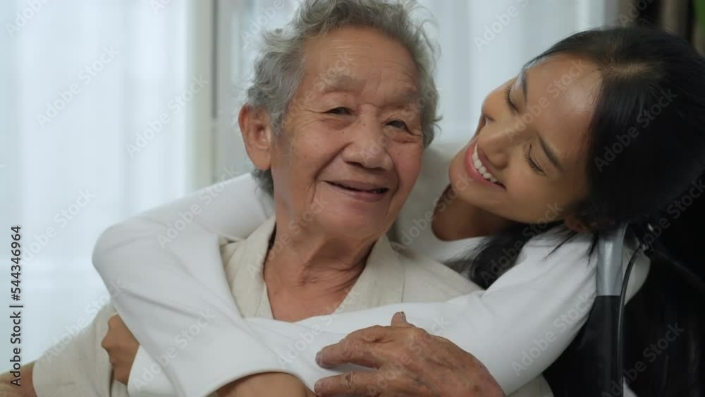 Portrait of two generations women family with dental smiles hugging ...