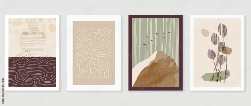 Set of contemporary abstract design wall art vector. Collection of ...