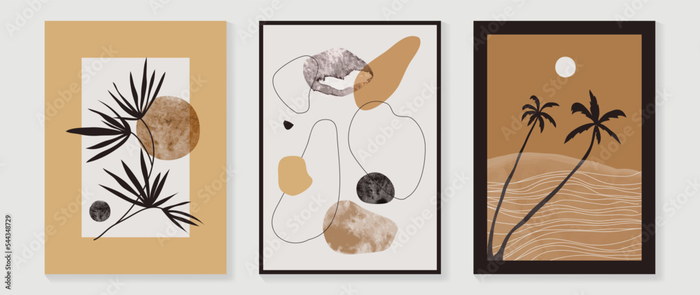 Set of contemporary abstract design wall art vector. Collection of ...