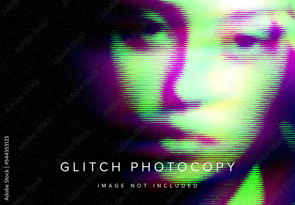 Glitch Photocopy Photo Effect Mockup Stock Template | Adobe Stock