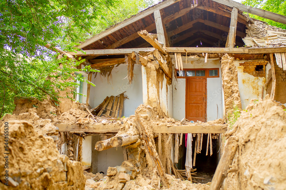 Destroyed and abandoned buildings of the city after the war, bombing ...