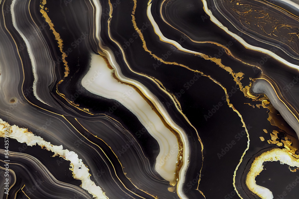 black marble background. Luxury abstract fluid art painting in alcohol ...