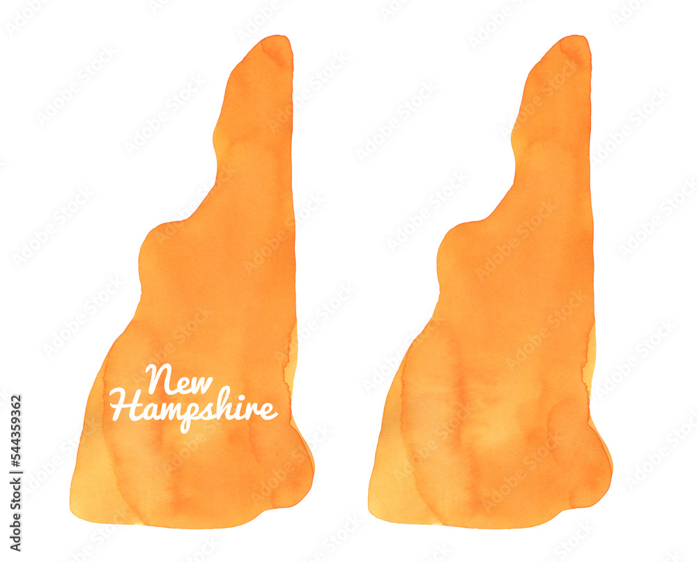 Watercolour illustration of New Hampshire State Silhouette in bright ...